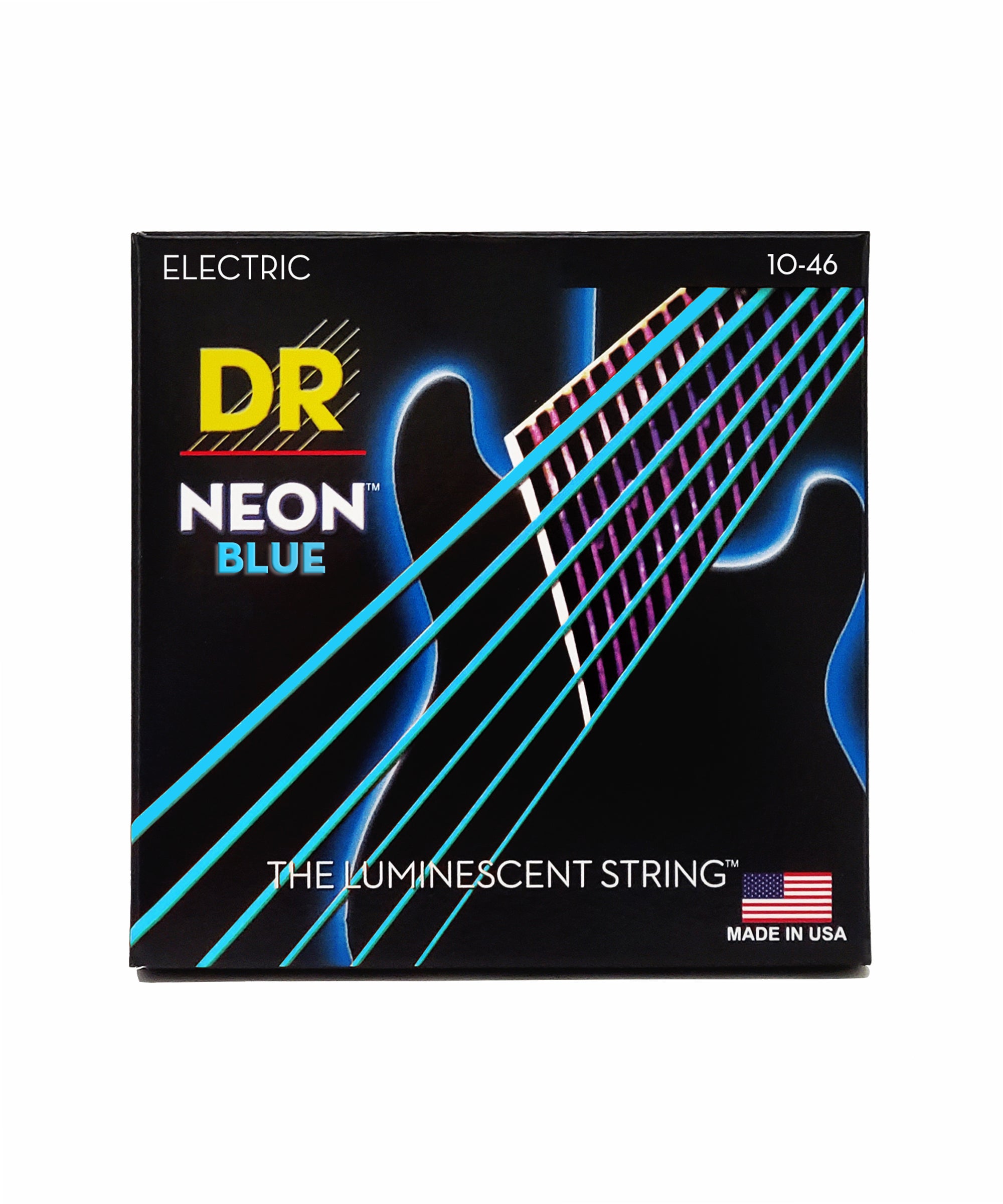 DR Strings HI-DEF NEON™ - BLUE Colored Electric Guitar Strings: Medium