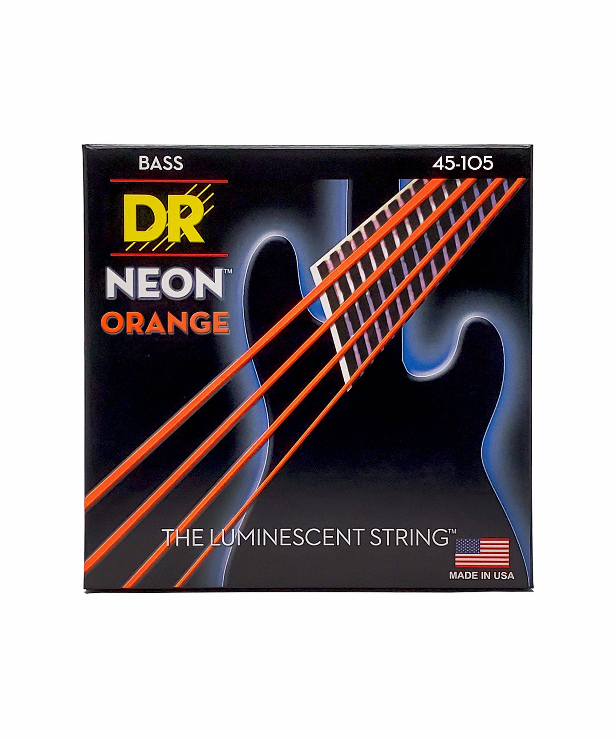 DR Strings HI-DEF NEON™ - ORANGE Colored Bass Strings: Medium 45-105