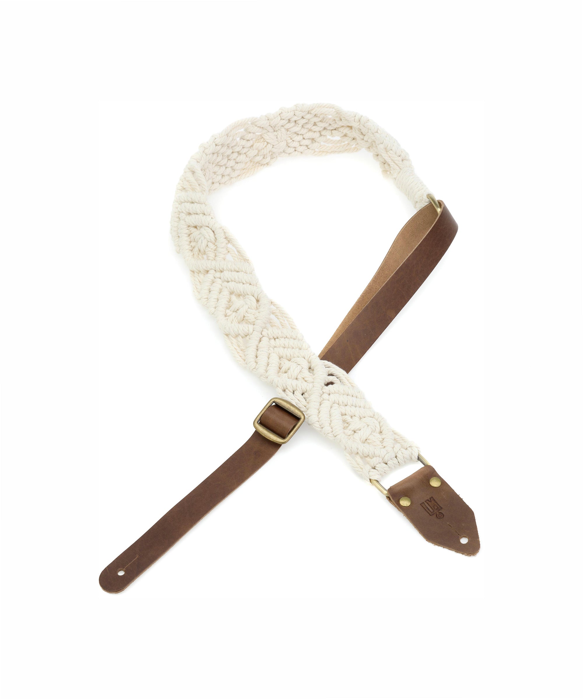 Dây đeo đàn LM Products 2-inch Macrame Cotton Guitar Strap with Leathe